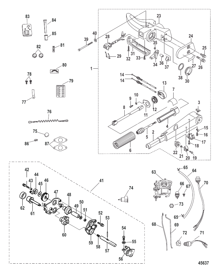 Tiller Handle Conversion Kit 9.9 Hp Electric - 8M0051066 - Serial Range ...